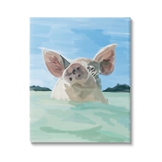 Stupell Abstract Pig Swimming Animal Canvas Wall Art by Amelia Noyes ...