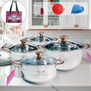 18/8 Stainless Steel Pots and Pans Set nonstick with lids-8 Piece Luxe ...