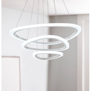 Modern White 3-Tier Ring Shape Unique LED Pendant Light - Bed Bath ...