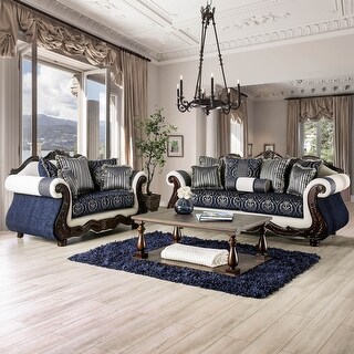 Mirl Traditional Chenille and Faux Leather Rolled Arms 2-Piece Sofa Set ...