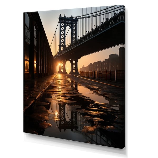 Designart "Black Bridge Suspension In Shadows" Bridges Wall Art Living ...