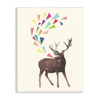 Stupell Modern Deer Geometric Triangles Pattern Shapes Wood Wall Art ...