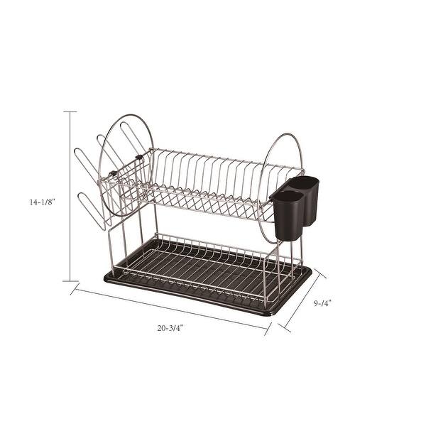 Jiallo Stainless Steel 2-Tier dish rack with dripping tray (Silver ...