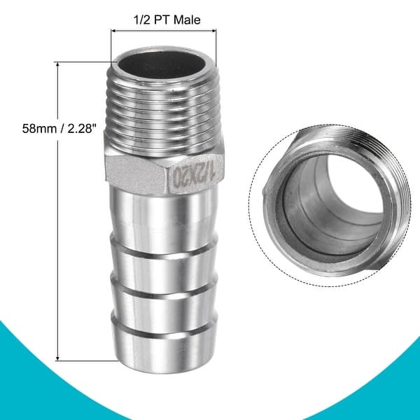 Hose Barb Fitting Male Thread Stainless Steel Straight Pipe Connector ...