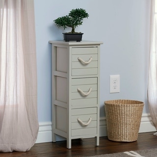 Household Essentials Seaside 3-Drawer Narrow Storage Side Table - Bed ...