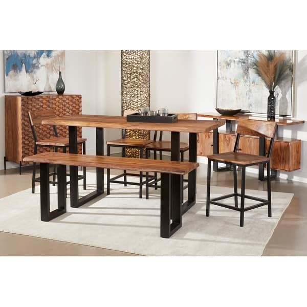 Heath Exotic Live Edge Solid Sheesham Wood Counter Height Dining Bench ...