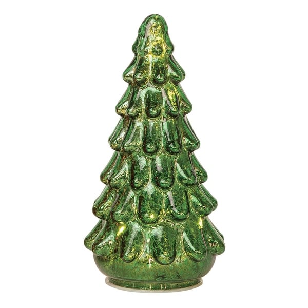 Transpac Glass 8.5 in. Green Christmas Light Up Tree Decor - Bed Bath ...