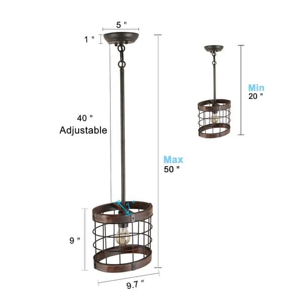 Anmytek Farmhouse Wood Pendant Light Hanging Light Fixture For Kitchen