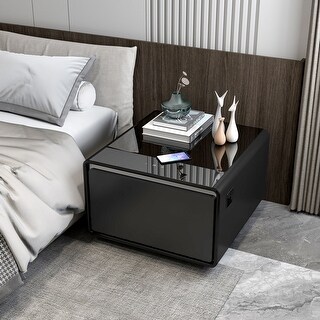 Modern Smart Nightstand with Built-in Fridge, Wireless Charging - Bed ...