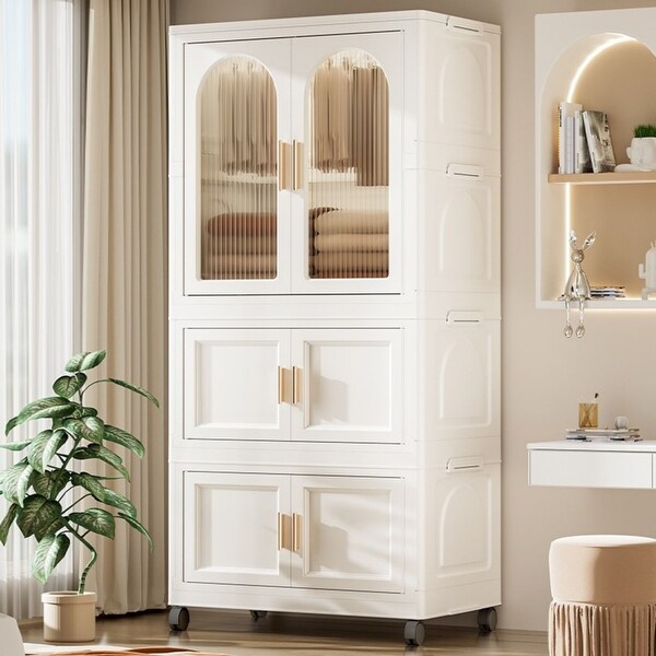 Side Wide Folding Wardrobe with Magnetic Door and Plastic Storage Cabinet with Wheels On Sale Bed Bath Beyond 41448853