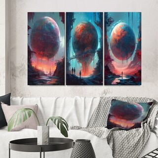 Designart "Living In The Galaxy III" City Futuristis Wall Art Set Of 3 ...