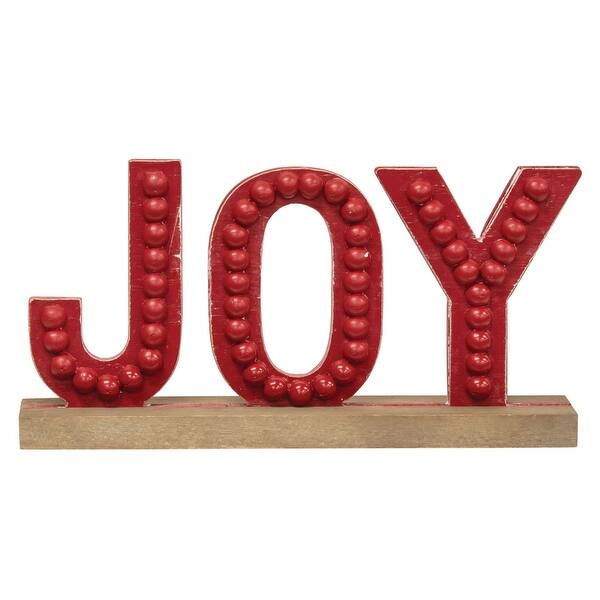 Distressed Beaded Wooden Joy Sign on Base - Bed Bath & Beyond - 36295891