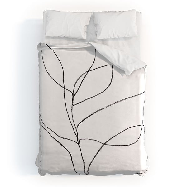 Deny Designs GalleryJ9 Minimalist Line Art Plant Drawing Polyester ...