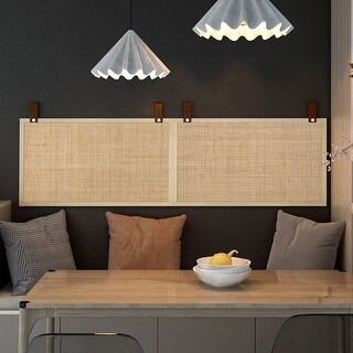 Natural Queen Headboard Rattan Wood Panel Wall Mounted - Bed Bath ...