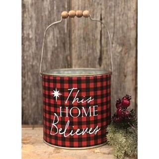 Red Plaid Believe Bucket - 6" high by 6" in diameter - Bed Bath ...
