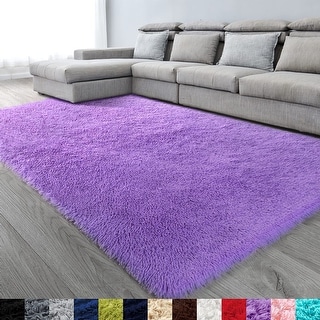 Purple Soft Area Rug for Bedroom,2x4,Fluffy Rugs - 2' x 3' Oval - Bed ...