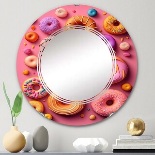Designart 'Colorful Donuts Flatlay I' Printed Food Donuts Wall Mirror ...