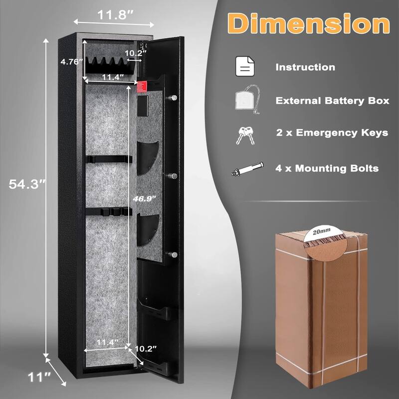 4-10 Gun Rifle Safe Cabinet Quick Access Long Gun Safe with Adjustable ...