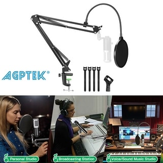 For Blue Yeti Snowball Microphone Desk Arm Stand Mount Boom Pop Filter ...