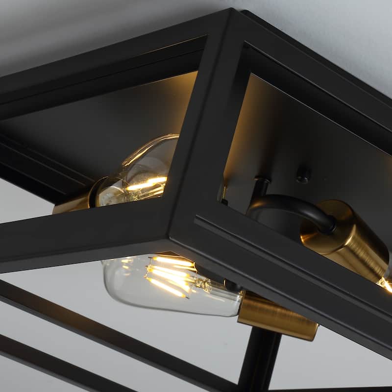 Industrial Black 3-Light Caged Ceiling Lamp for Kitchen Dining Room ...