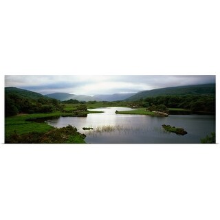 "Sunlight on water, distant mountains in mist, Ireland" Poster Print ...