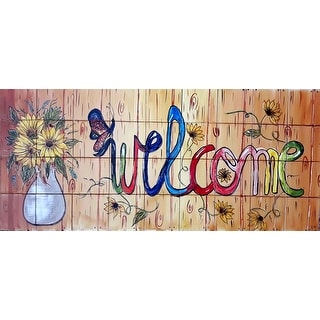 54x24 Welcome Backsplash Design 36pc Ceramic Tile Wall Mural - Bed Bath ...