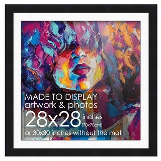 28x28 Frame Black With White Picture Mat For 28x28 Print - Or 30x30 ...