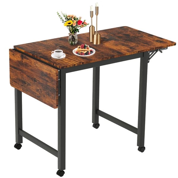 Folding Dining Table Kitchen Table Foldable Dining Room Dinner Drop ...
