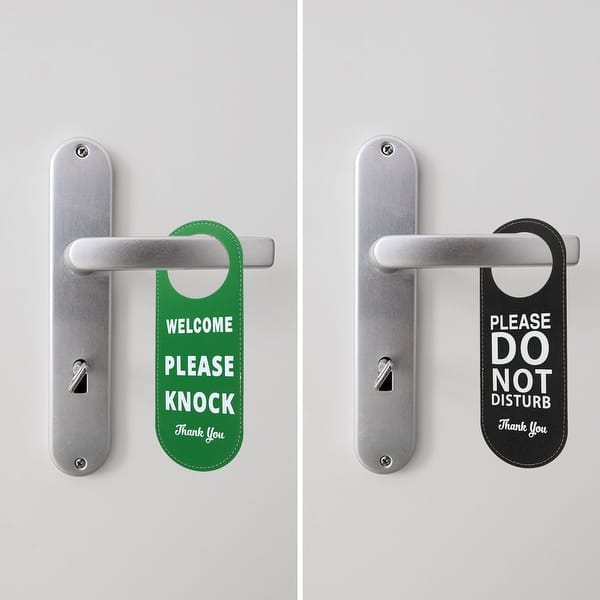 Do Not Disturb on Front/Welcome Knock on Back Door Hanger Sign Black ...