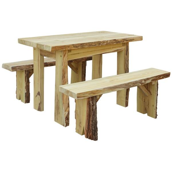 Live Edge Locust Wood 4' Autumnwood Table with 4' Wildwood Benches ...