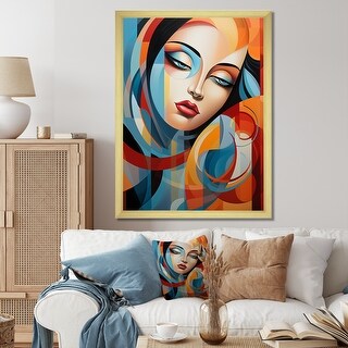 Designart "Cubic Chromatic Woman Portrait" Cubism Framed Canvas Prints ...