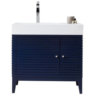 James Martin Vanities Linear 36" Single Vanity, Victory Blue - Bed Bath ...