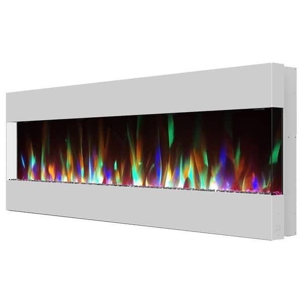 Hanover Fireside 60 In. Recessed/Wall-Mounted Electric Fireplace with ...