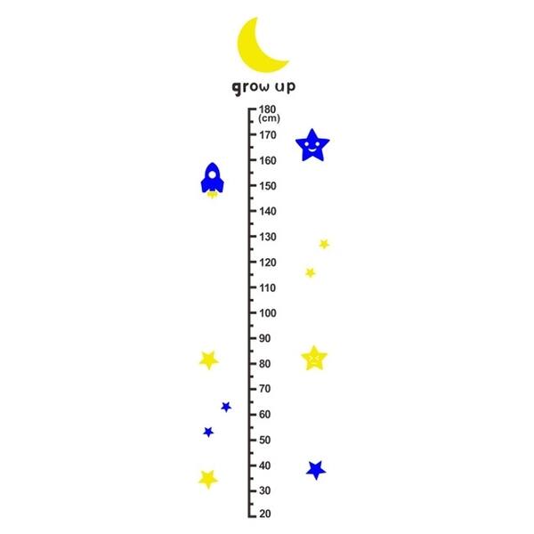 Acrylic Cartoon Moon Star Rocket Height Chart Wall Sticker Kid Room ...