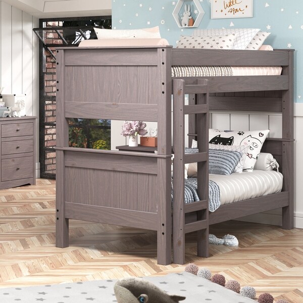 American Furniture Classics Pine Crafter Series Stackable Twin over Twin Post Bunk Bed with Ladder Bed Bath Beyond 37792779