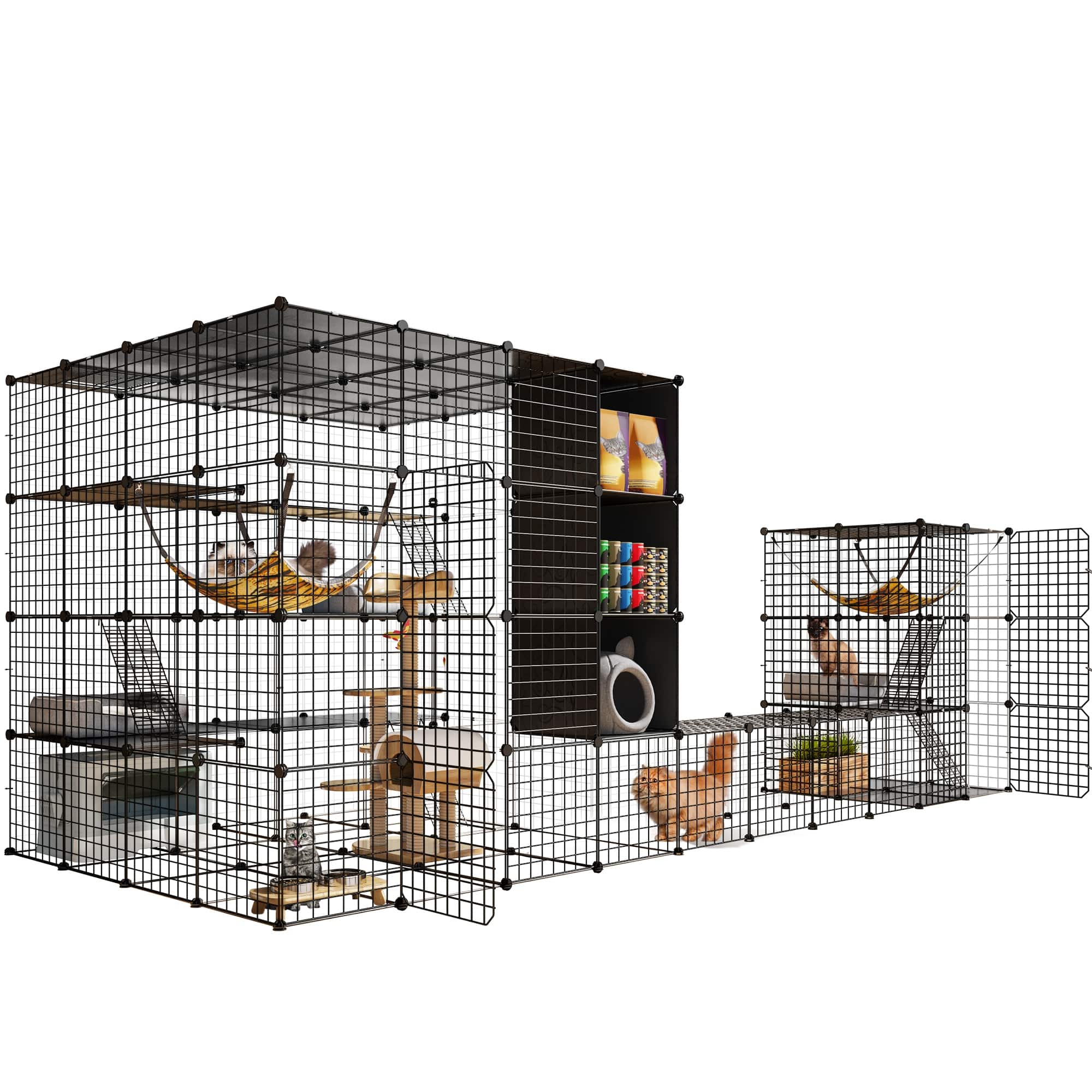 Outdoor Cat Enclosures Catio Large Cat Cage Cat House with Roof Hammock ...