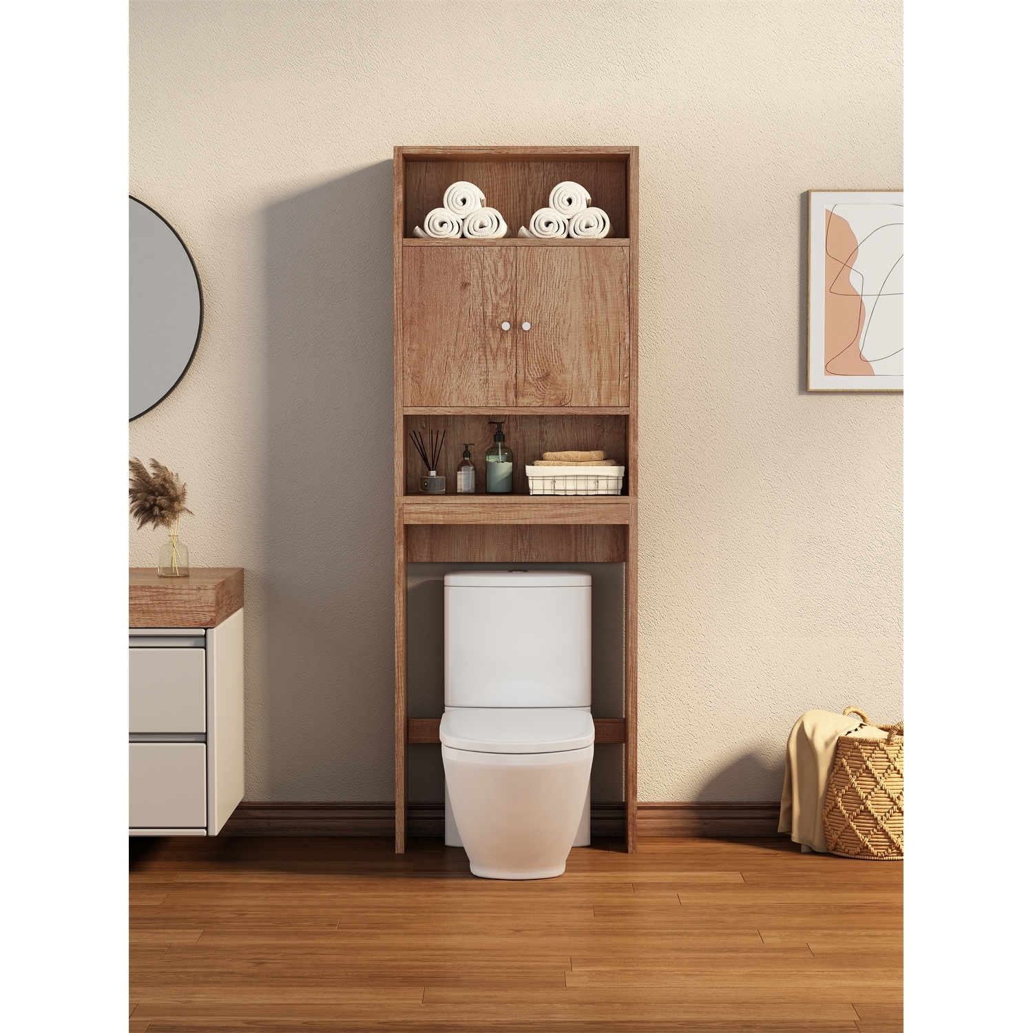 Over the toilet storage wooden store