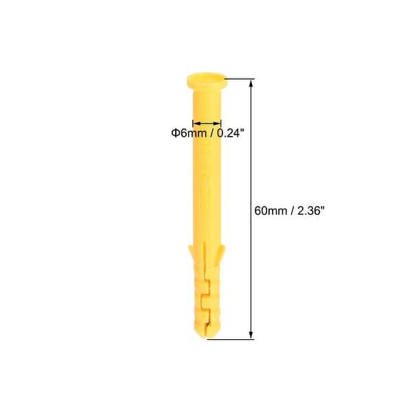 6x60mm Plastic Expansion Tube Bolts Column Frame Fixings Yellow 25pcs ...