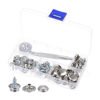 20 Sets Screw Snap Fasteners Kit 10mm Metal Snaps with Tool, Silver ...