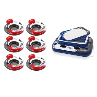 Intex River Run Inflatable Tube Raft (6 Pack) & Mega Chill II Beverage ...