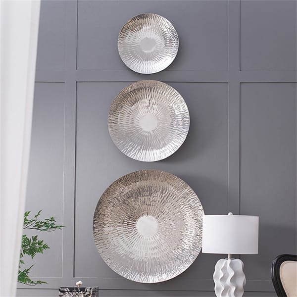 Set of 3 Silver Textured Oversized Disc Wall Decor - On Sale - Bed Bath ...