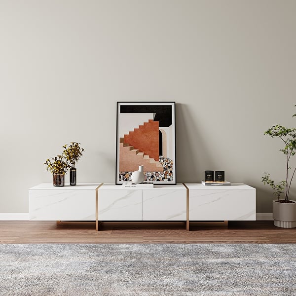 78.7"&94.5"Stone TV Stand, Modern Media Console with Drawers，Sintered ...