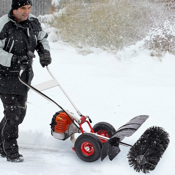 Hand Push Snow Plow 52CC 2-Stroke / Turf Comb - Gas Powered, Folding ...