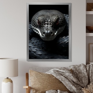 Designart "Black Snake Vibrant Portrait" Animals Snake Framed Canvas ...