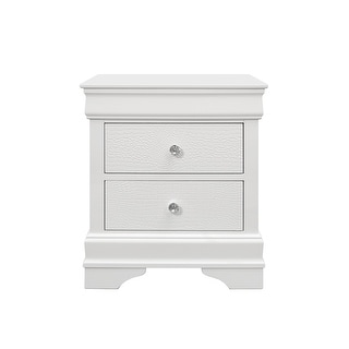 Contemporary Crocodile Texture Nightstand with Crystal Knobs - Metallic ...