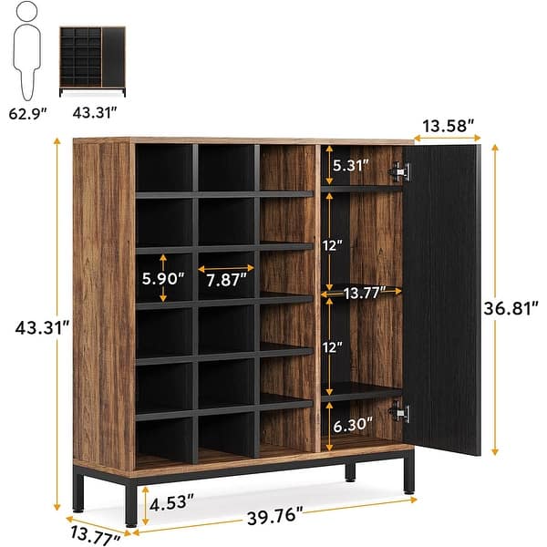 Shoe Cabinet for Entryway, 6-Tier Shoe Rack with Doors and 23 Cubbies ...