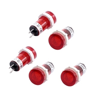 5x AC220V 15mm Male Thread Red Lamp Indicator Pilot Light Signal Bulb ...