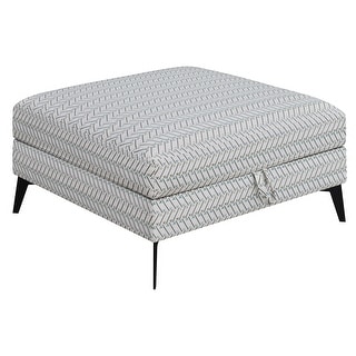 Harrison Grey and Black Upholstered Storage Ottoman - Bed Bath & Beyond ...