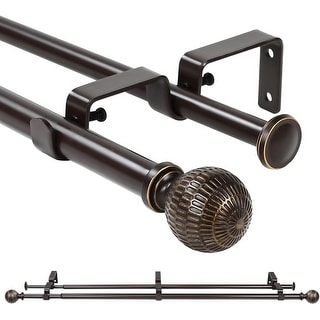 5/8 Inch Diameter Adjustable Double Splicing Drapery Curtain Rod Set ...