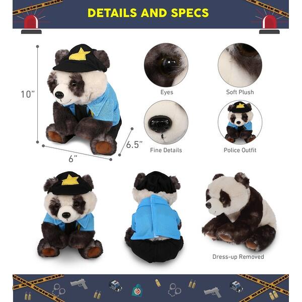 DolliBu Squat Panda Police Officer Plush Toy with Cute Cop Uniform - 7 ...